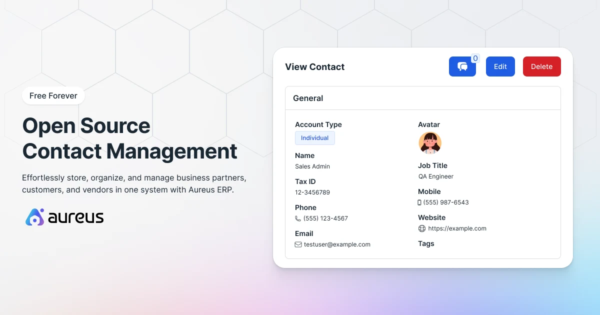 Open Source Contact Management - Aureus ERP