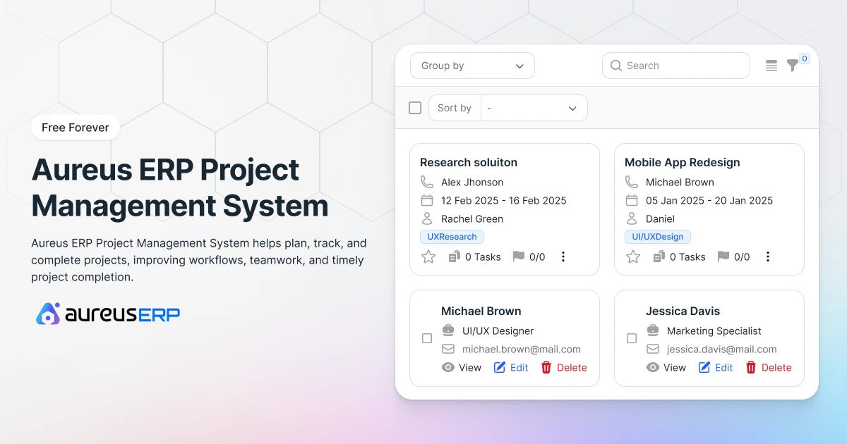 Open Source Project Management System - Aureus ERP